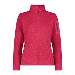 Strickfleecejacke CMP "KNITTED MELANGE FLEECE WOMAN JACKET", Damen, Gr. 50, magenta, ligh, Strick, Obermaterial: 100% Polyester, normal, eingefasste Kante, Jacken, W&auml;rmeisolierend & Schnell trocknend & Atmungsaktiv, &Uuml;bergangsjacke