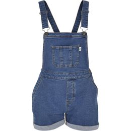 Jumpsuit Urban Classics "Urban Classics Damen Ladies Organic Short Dungaree", Damen, Gr. L, US-Gr&ouml;&szlig;en, clearblau washed, 50% Baumwolle (Bio), 48% Baumwolle, 2% Elasthan, unifarben, ohne Ausschnitt, Overalls Jumpsuit