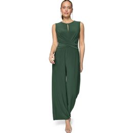 Overall Zero "Damen mit Wickeloptik", Damen, Gr. 34, Normalgr&ouml;&szlig;en, gr&uuml;n (spruce forest), Obermaterial: 5% Elasthan, 95% Polyester, unifarben, figurumspielend, Rundhals, Overalls Overall, R&uuml;schen