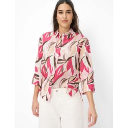 Kurzarmbluse Brax "Style VICKI", Damen, Gr. 44, pink, Web, 100% Leinen, Blusen