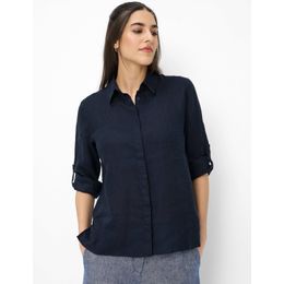 Kurzarmbluse Brax "Style VICKI", Damen, Gr. 46, navy, Web, 100% Leinen, Blusen