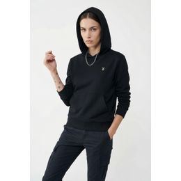 Kapuzensweatshirt Hummel "HMLPULSE W SWEAT HOODIE", Damen, Gr. S (36), schwarz, Obermaterial: 60% Baumwolle, 40% Polyester, normal normal, Sweatshirts, normale Passform, mit Kapuze, mit gesticktem Chevron-Logo