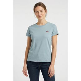 Levi's T-Shirt LEVI'S "TEE Minilogo", Damen, Gr. M (38), lead, Jersey, Obermaterial: 100% Baumwolle, figurbetont h&uuml;ftlang, Rundhals, gerader Abschluss, Shirts T-Shirt, mit kleiner Logostickerei