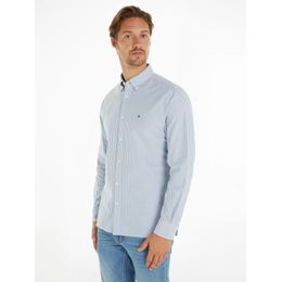 Langarmhemd Tommy Hilfiger "HERITAGE OXFORD STRIPE Regular Fit SHIRT", Herren, Gr. 3XL, N-Gr, blau (shirt blau, wei&szlig;), Web, Obermaterial: 100% Baumwolle, gestreift, regular fit, 2-Knopf-Manschette, Hemden