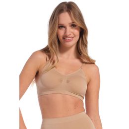 B&uuml;gelloser BH MAGIC BODYFASHION "Comfort Bra", Damen, Gr. M, N-Gr, braun (cappuccino), Obermaterial: 89% Polyamid, 11% Elasthan, unifarben, figurbetont, BHs, bequemer nahtloser und b&uuml;gelloser Tr&auml;ger-BH