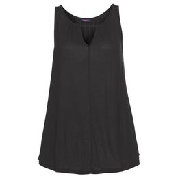 Strandtop Buffalo, Damen, Gr. 40/42, schwarz, Jersey, Obermaterial: 100% Viskose, unifarben, figurumspielend h&uuml;ftlang, V-Ausschnitt, Tops Strandtop, mit leichter Raffung am Ausschnitt, Tanktop, Cut-Out