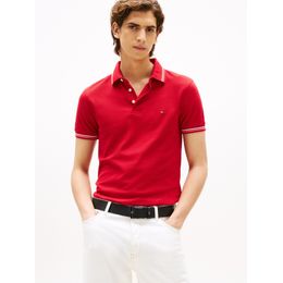 Poloshirt Tommy Hilfiger "TOMMY TIPPED SLIM POLO", Herren, Gr. M, rot (medium rot), Obermaterial: 96% Baumwolle, 4% Elasthan, schmal, Rippb&uuml;ndchen, Shirts