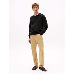 Rundhalspullover Tommy Hilfiger "ESSENTIAL STRUCTURE CREW NECK mit Struktur und Label", Herren, Gr. M, schwarz, Strick, Obermaterial: 100% Baumwolle, Rundhals, Rippb&uuml;ndchen, Pullover Rundhalspullover, unifarben, casual, regular fit, Baumwolle, Rundhals