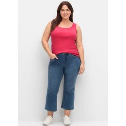 Tanktop sheego, Damen, Gr. 48, pink (magenta), 100% Baumwolle, unifarben, Rundhals, Tops Tanktop