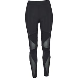 Leggings Urban Classics "Urban Classics Damen Ladies Triangle Tech Mesh Leggings", Damen, Gr. XL, US-Gr&ouml;&szlig;en, schwarz, schwarz, 80% Polyamid, 20% Elasthan, unifarben, slim fit, Hosen Leggings