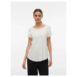 V&eacute;ro Moda Blusenshirt VERO MODA "VMBELLA SS TOP WVN GA NOOS", Damen, Gr. L, wei&szlig; (snow wei&szlig;), Web, Obermaterial: 97% Viskose, 3% Elasthan, unifarben, regular fit h&uuml;ftbedeckend, Rundhals, Shirts Blusenshirt, Viskosemischung, abgerundeter Saum