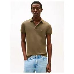 Poloshirt Tommy Hilfiger "1985 SLIM POLO mit Piqu&eacute;-Struktur und Stickerei", Herren, Gr. XL, gr&uuml;n (army gr&uuml;n), Piqu&eacute;, Obermaterial: 96% Baumwolle, 4% Elasthan, Basic, slim fit, eingesetzt B&uuml;ndchen, Shirts, meliert, casual, slim fit, Baumwollmix, Polokragen