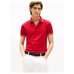 Poloshirt Tommy Hilfiger "TOMMY TIPPED SLIM POLO", Herren, Gr. M, rot (medium rot), Obermaterial: 96% Baumwolle, 4% Elasthan, schmal, Rippb&uuml;ndchen, Shirts