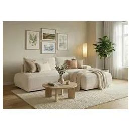 Ecksofa Trendmanufaktur "Fordon II, Schlafsofa mit Bettkasten, Couch in L-Form, Breite 250 cm", beige (cream), B:250cm H:82cm T:167cm, 92% Polyester, 8% Polyamide, Sofas, Ecksofa, in Cordstoff HYPER, cream, Armlehne rechts