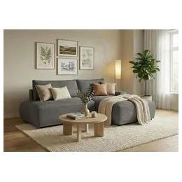 Ecksofa Trendmanufaktur "Fordon II, Schlafsofa mit Bettkasten, Couch in L-Form, Breite 250 cm", grau (dunkelgrau), B:250cm H:82cm T:167cm, 92% Polyester, 8% Polyamide, Sofas, Ecksofa, in Cordstoff HYPER, dunkelgrau, Armlehne rechts