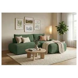 Ecksofa Trendmanufaktur "Fordon II, Schlafsofa mit Bettkasten, Couch in L-Form, Breite 250 cm", gr&uuml;n (dunkelgr&uuml;n), B:250cm H:82cm T:167cm, 92% Polyester, 8% Polyamide, Sofas, Ecksofa, in Cordstoff HYPER, dunkelgr&uuml;n, Armlehne rechts