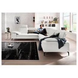 Ecksofa W.Schillig "valentinoo, Designsofa, elegant und bequem, L-Form", wei&szlig; (wei&szlig; z73), B:318cm H:83cm T:298cm, Longlife Xtra-Leder Z73: Naturwalkleder der Luxusklasse aus den erlesensten Rohh&auml;uten. Hautst&auml;rke 1, 1 &ndash; 1, 3 mm, Sofas, Ecksofa, mit Sitztiefenverstellung, Breite 318 cm