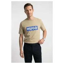 HUGO BOSS T-Shirt HUGO BLUE "Nico", Herren, Gr. S, medium beige269, Single Jersey, Obermaterial: 100% Baumwolle, regular fit h&uuml;ftlang, Rundhals, Shirts T-Shirt, mit gro&szlig;em Logo-Print, Unisex