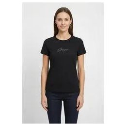 T-Shirt BOSS ORANGE "Esogo_MA_crystal Premium Damenmode", Damen, Gr. M (38), schwarz 001, Single Jersey, Obermaterial: 100% Baumwolle, unifarben, figurbetont, Rundhals, eingesetzt eingefasste Kante, Shirts T-Shirt, mit glitzer Logoschriftzug