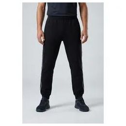 Jogginghose Champion "Sports-inspired Interlock Rib Cuff Pants with Tape detailing", Damen, Gr. S, N-Gr, nbk, Obermaterial: 82% Baumwolle, 18% Polyester, Hosen Jogginghose, ohne Verschluss, mit Rippb&uuml;ndchen am Beinabschluss, sportlicher Stil