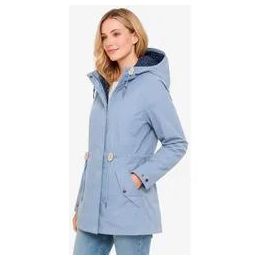 Outdoorjacke Kangaroos, Damen, Gr. 44, mittel blau, Web, Obermaterial: 100% Polyester. Futter: 100% Polyester. Futter Oberteil: 65% Polyester, 35% Baumwolle. Kapuzenfutter: 65% Polyester, 35% Baumwolle, gemustert, kontrastfarbene Details, unifarben, Basic schmal ca. Mitte Oberschenkel, mit Riegel,verstellbar, Jacken Outdoorjacke, &Uuml;bergangsjacke mit Kapuze und Kordelzug