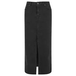 Sommerrock Urban Classics "Urban Classics Ladies High Slit Denim Skirt", Damen, Gr. 28, schwarz washed, 100% Baumwolle, unifarben, normal, R&ouml;cke