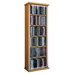 Media-Regal Vcm "Holz CD DVD Stand Regal Schrank Classic Glast&uuml;r", braun (buche), B:31cm T:18cm, Regale