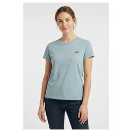 Levi's T-Shirt LEVI'S "TEE Minilogo", Damen, Gr. L (40), lead, Jersey, Obermaterial: 100% Baumwolle, figurbetont h&uuml;ftlang, Rundhals, gerader Abschluss, Shirts T-Shirt, mit kleiner Logostickerei