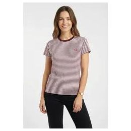 Levi's T-Shirt LEVI'S "PERFECT TEE", Damen, Gr. XS (34), anita stripe zinfandel, Single Jersey, Obermaterial: 100% Baumwolle, figurbetont normal, Rundhals, Shirts T-Shirt, mit kleiner Logo-Stickerei