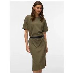 V&eacute;ro Moda Shirtkleid VERO MODA "VMMOLLY SS OVERSIZE CALF DRESS NOOS", Damen, Gr. S, N-Gr, kalamata, Single Jersey, Obermaterial: 100% Baumwolle, unifarben, regular fit lang, Rundhals, Kleider Shirtkleid, Baumwolle, regular fit