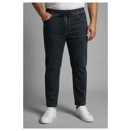 Schlupfjeans MAN'S WORLD PLUS, Herren, Gr. 5XL, N-Gr, blau schwarz washed, Denim/Jeans, Obermaterial: 98% Baumwolle, 2% Elasthan, unifarben, regular fit lang, Jeans Schlupfjeans, gerade geschnittenes Bein, Regular-Fit, mit Kordelzug