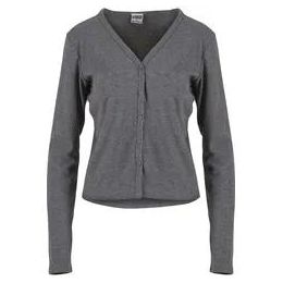 Strickjacke Urban Classics "Urban Classics Ladies Rib Cardigan", Herren, Gr. M, schwarzgraumelange, 80% Polyester, 20% Viskose, unifarben, normal, V-Ausschnitt, Strickjacken Strickjacke