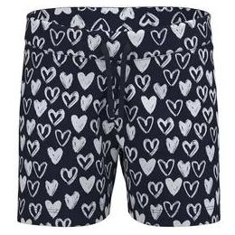 Bermudas TRIGEMA "TRIGEMA Shorts mit Allove-Druck "Herzen", M&auml;dchen, Gr. 128, Normalgr&ouml;&szlig;en, navy, Single Jersey, 100% Baumwolle, Basic, Hosen Bermudas