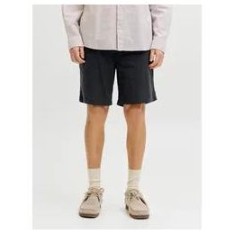 Jack & Jones Jogginghose JACK & JONES "JPSTJAIDEN BREEZE JOGGER SHORT", Herren, Gr. XS, N-Gr, schwarz detail:solid, Web, Obermaterial: 81% Baumwolle, 15% Leinen, 4% Elasthan, unifarben, regular fit kniefrei, Hosen Jogginghose