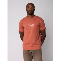 Watapparel T-Shirt 'Ich Z&auml;hl Bis Drei' Herren Gr&ouml;&szlig;e XS rostrot / wei&szlig;