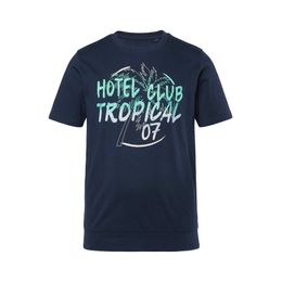 Men Plus T- Shirt Herren Gr&ouml;&szlig;e 7XL navy / neonblau / wei&szlig;