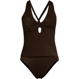 LANDS' END Gl&auml;nzendes Tankini-Set mit Knotendesign, Damen,  Braun, Elasthan/Nylon-Mischung, by Lands' End