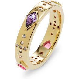 JETTE Ring Damen Gr&ouml;&szlig;e 57 gold / lila / hellpink
