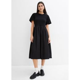 bonprix Midikleid aus reiner Baumwolle, schwarz, 100% Baumwolle