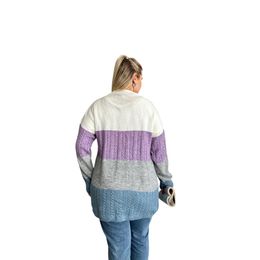Stil Diva Strickjacke Damen Gr&ouml;&szlig;e 5XL hellblau / grau / lavendel / wei&szlig;