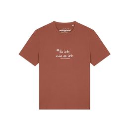 Watapparel T-Shirt 'Es Ist Wie Es Ist' Herren Gr&ouml;&szlig;e XXL rostbraun / wei&szlig;