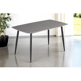 Esstisch 140 x 80 cm grau matte Keramikplatte 4-Fu&szlig;-Gestell schwarz MILANO