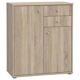 Kommode FORTE "Tempra, Kommode, 2 T&uuml;ren, 2 Schubk&auml;sten, viel Stauraum", braun (sonoma eiche), B:73,7cm H:85,5cm T:34,8cm, Dekorfolie, FSC-zertifizierter Holzwerkstoff, Sideboards, Kommode, Breite 73,7 cm