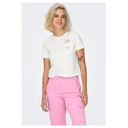 Kurzarmshirt Only "ONLPOLLY LIFE REG S/S POCKET TOP BOX JRS", Damen, Gr. XS, cloud dancer print:flowers, Jersey, Obermaterial: 100% Baumwolle, bedruckt, regular fit normal, Rundhals, Shirts, Baumwolle, regular fit, Rundhals