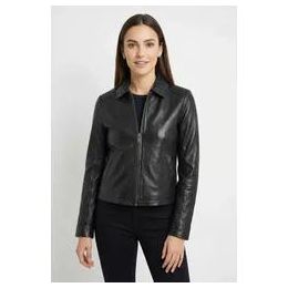 Lederjacke Mauritius "MWZimonna OT", Damen, Gr. L (40), schwarz, Obermaterial: 100% Schafsleder. Futter: 100% Baumwolle, unifarben, schmal h&uuml;ftlang, mit Schlitz, Jacken, mit Umlegekragen