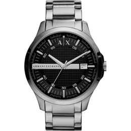 Quarzuhr Armani Exchange, silber (silberfarben, schwarz), Armbanduhren, Herren, Quarzuhr, Armbanduhr, Herrenuhr, Datum, analog, Edelstahlarmband