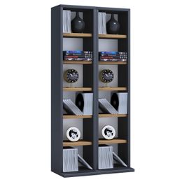 Media-Regal Vcm "Holz CD DVD Stand Regal Schrank St&auml;nder Milano", braun (anthrazit, honig, eiche), B:42cm T:20cm, Regale
