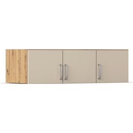 Aufsatzschrank Rauch "Gamma", eiche artisan, beige (champagner), griffe chrom, B:136cm H:39cm T:54cm, Holzwerkstoff, Schr&auml;nke, f&uuml;r eine maximale Nutzung der Deckenh&ouml;he, viele Farben MADE IN GERMANY