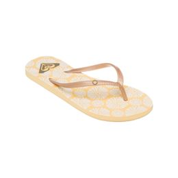 Sandale Roxy "Bermuda Print", Damen, Gr. 7(37), gelb (gelb, gold), Obermaterial:Obermaterial: 98% synthetisches TR / 2% Metall, Futter: 100% Synthetik, Laufsohle: 100% gesch&auml;umtes Gummi;, Schuhe Sandale