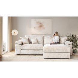 Ecksofa Home Affaire "Soft&Cosy XXL L-Form, B: 303 cm - OTTO. Verl&auml;ssliche Qualit&auml;t.", cream, B:303cm T:187cm, 100% Polyester, Sofas, Ecksofa, Mega-Sofa, Cord oder Chenille-Struktur, mit Federkern & 4 Zierkissen, Topseller